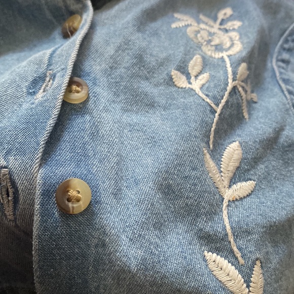 Zara | Tops | Zara Embroidered Denim Top | Poshmark